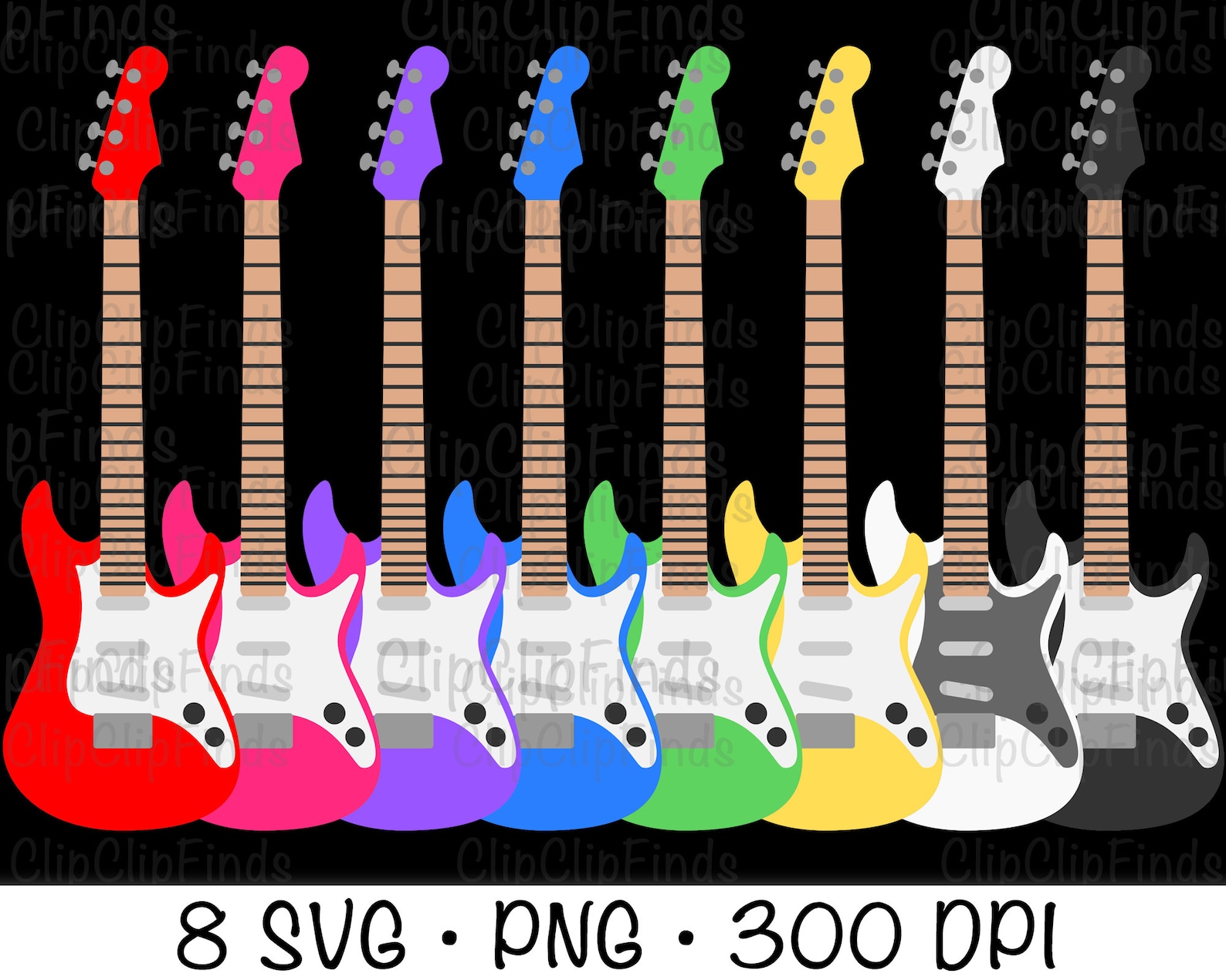 Electric Guitar SVG Electric Guitar Clip Art Bundle Pack - Etsy