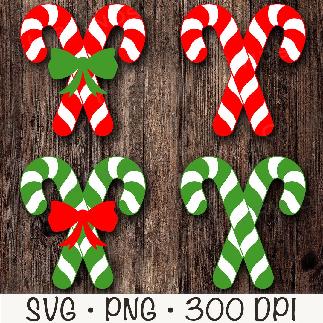 Crossed Candy Cane With Bow, Green Candy Cane, Christmas Candy, Modern ...