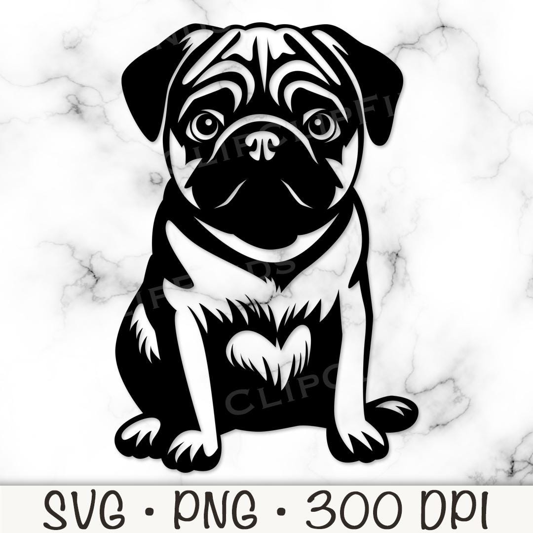 Pug SVG, Pug PNG, Pug Clipart, Pug Dog, Dog Mom, Pug Outline, Pug ...