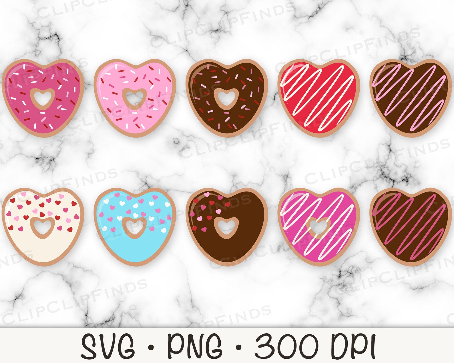 Heart Donuts SVG Heart Donuts PNG Clipart Heart Donuts - Etsy