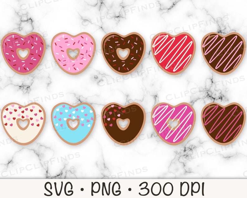 Heart Donuts SVG Heart Donuts PNG Clipart Heart Donuts - Etsy