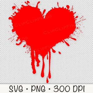 Bleeding Heart Splatter SVG Vector File and PNG Transparent Background ...