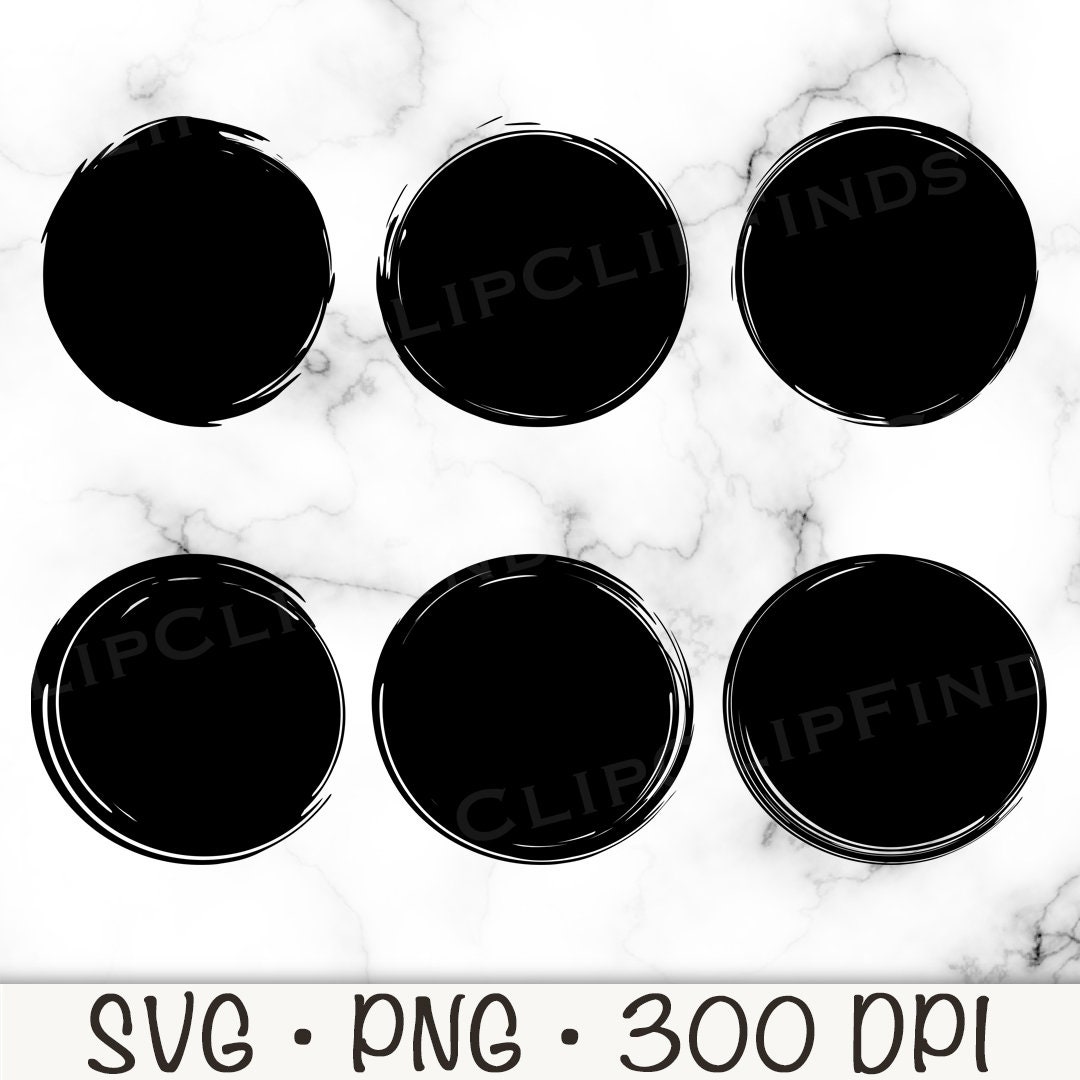 Distressed Circle Frame SVG, Brush Stroke Circle Silhouette, Background ...