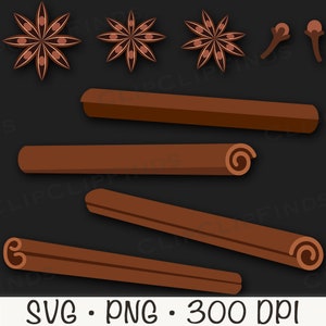 Spices SVG, Cinnamon Stick, Clove, Star Anise, PNG, Clipart, Instant ...