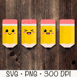 Kawaii Happy Pencil, Pencil, Cute, School, Teacher, Bookmark, Kawaii ...