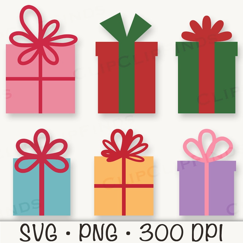 Colorful Christmas Gifts Clipart: Presents SVG, PNG (digital Download ...