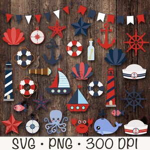Nautical Clipart Pack, Ocean Clipart SVG, Nautical PNG, Lighthouse ...