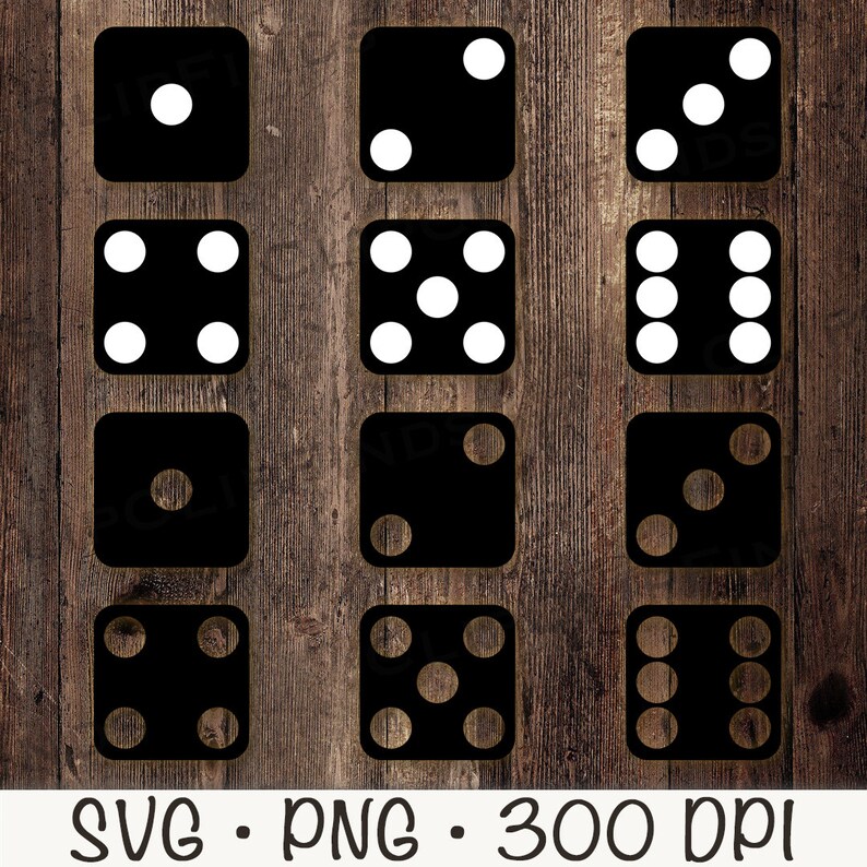 Black Dice Clipart: Board Game Graphics (SVG, PNG) - Etsy