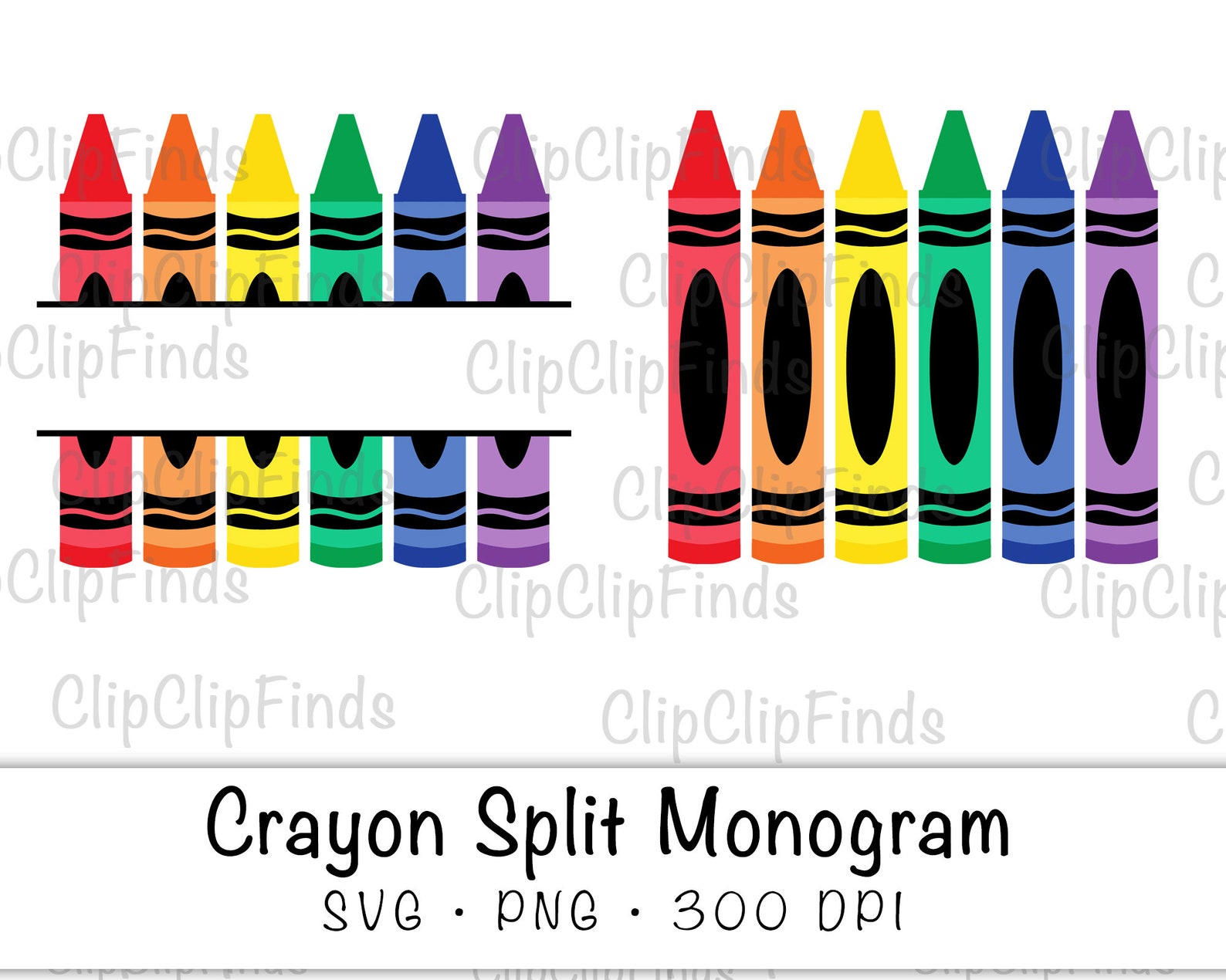 Crayon Split Monogram SVG Vector File and PNG Transparent - Etsy