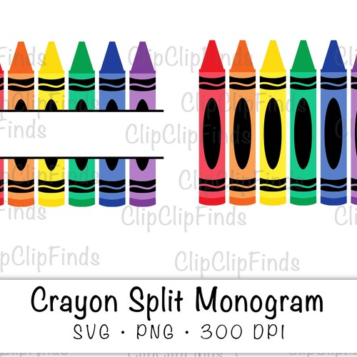 Crayon Split Monogram SVG Vector File and PNG Transparent - Etsy