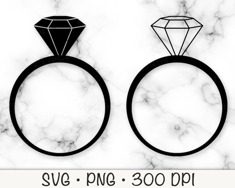 Diamond Ring Clipart: Wedding Engagement PNG SVG (digital Download) - Etsy