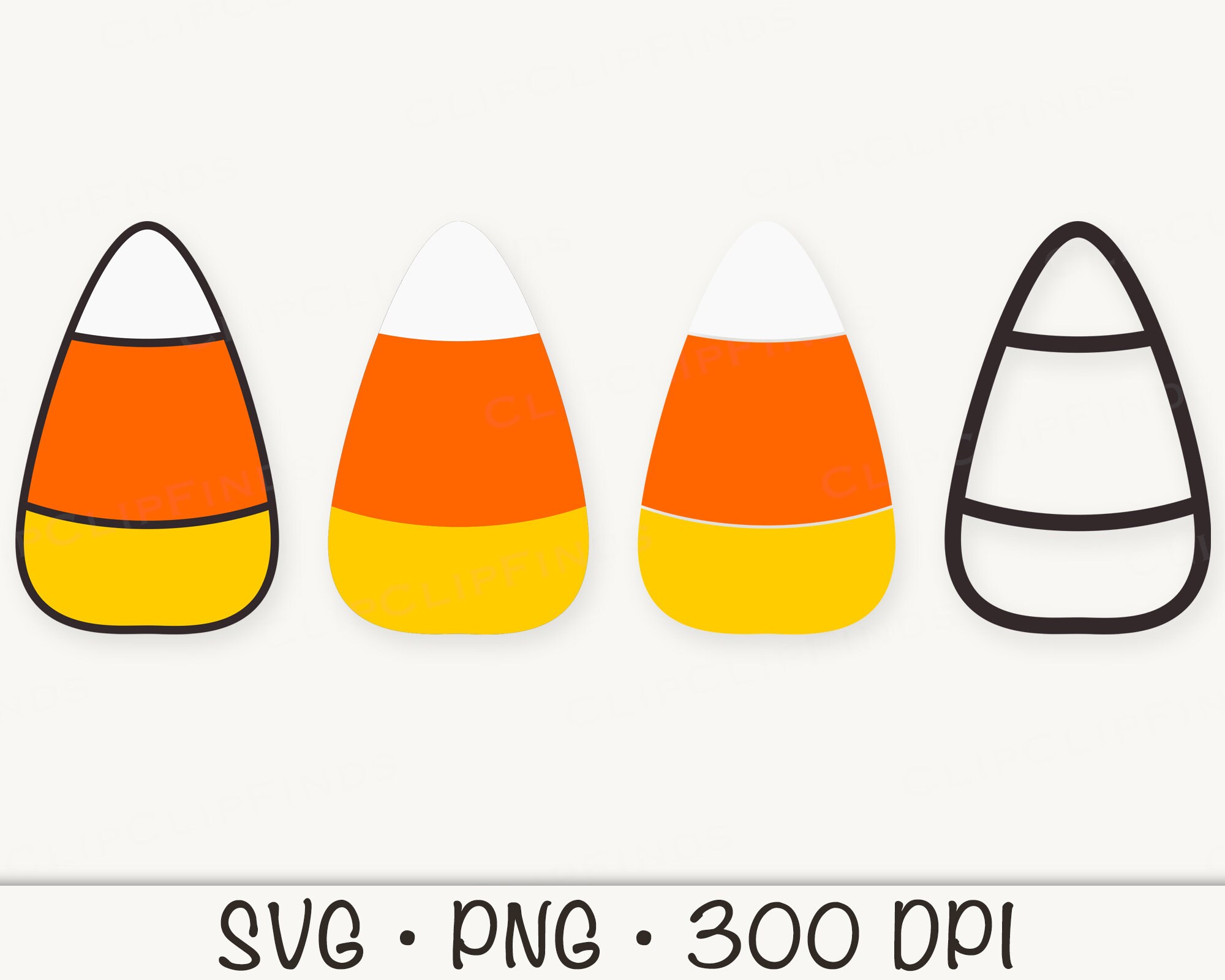 Candy Corn Bundle Black Outline SVG Vector Cut File and PNG - Etsy