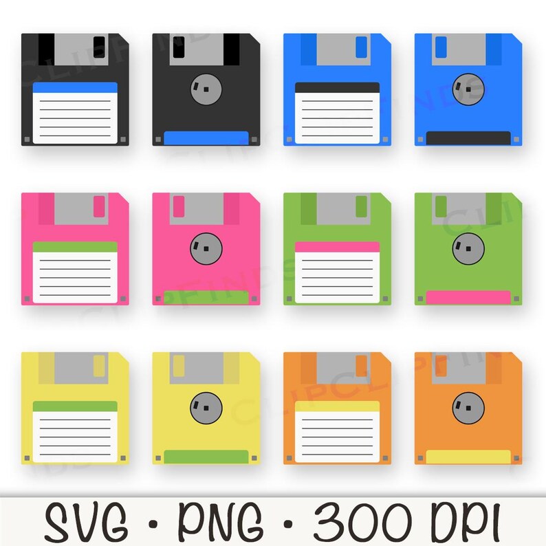 Floppy Disk Clipart, PNG, SVG, Retro, Digital Download - Etsy