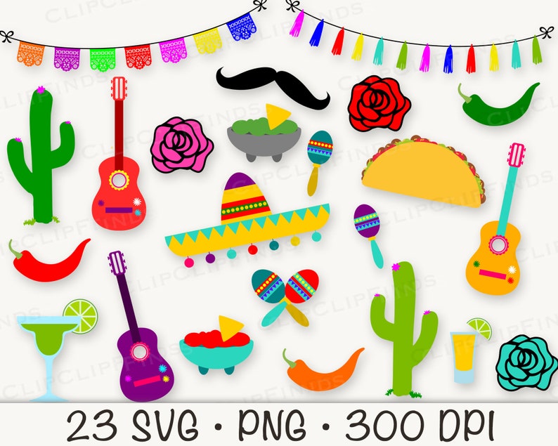 Mexican Clipart Cinco De Mayo Clipart Mexican Fiesta Bundle - Etsy