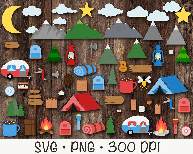 Camping Clipart Bundle: Happy Camper PNG SVG (digital Download) - Etsy