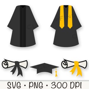 Graduation Cap and Gown SVG, Gown PNG, Certificate Diploma , Black Cap ...