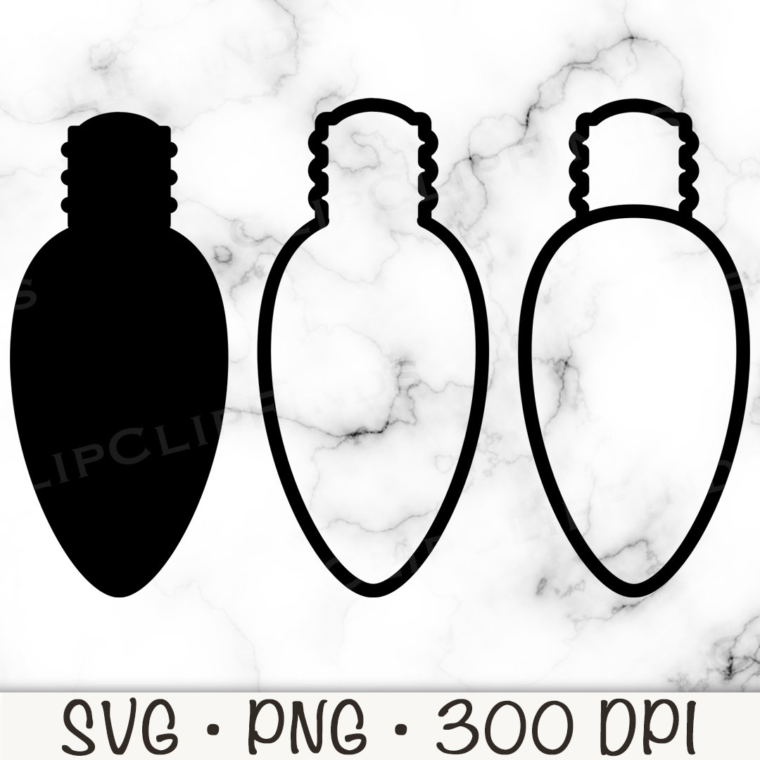 Christmas Light Bulb Clip Art Black And White