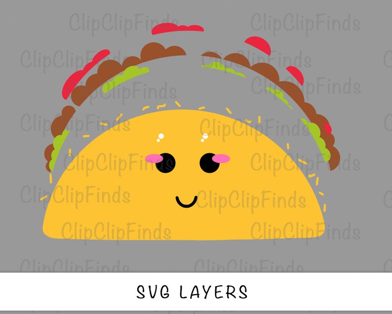 Cute Kawaii Taco SVG Vector Cut File and PNG Transparent | Etsy