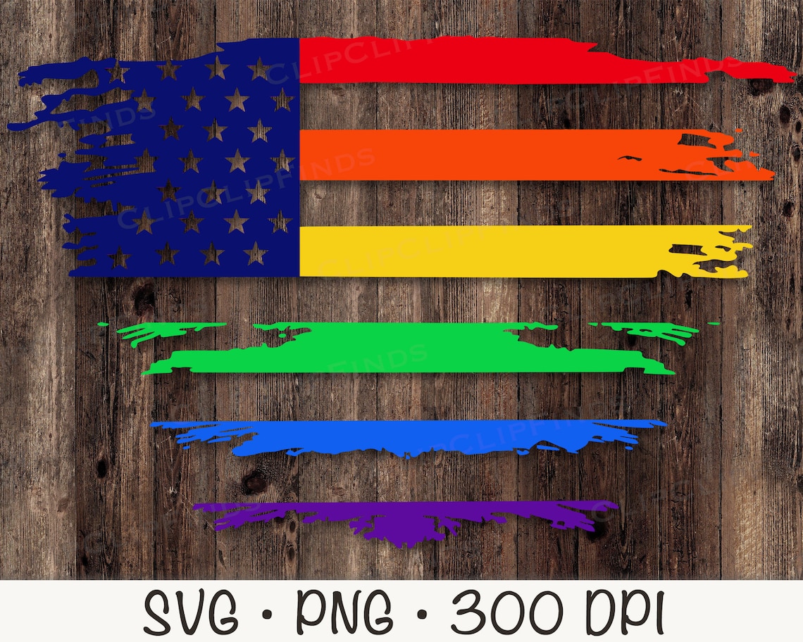 LGBTQ Pride Distressed American Flag SVG Vector Cut File and - Etsy