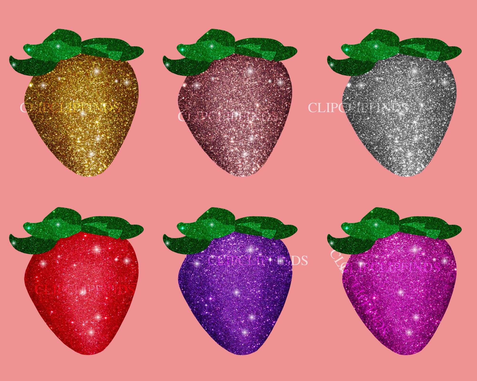 Glitter Strawberries PNG Strawberries Clipart Transparent - Etsy