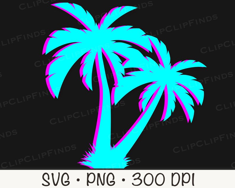 Retro Palm Trees SVG: Vector Cut File, PNG Clipart (digital Download ...