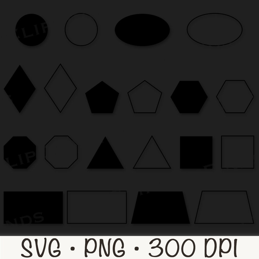 Basic Shapes SVG Bundle Pack, Geometric Shapes PNG, Shapes Outline ...