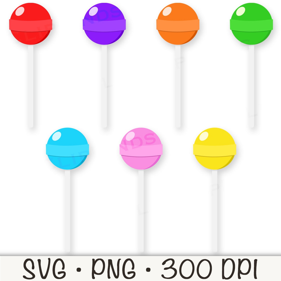 Lollipop SVG Bundle Pack, Lollipop PNG Clip Art, Assorted Colors ...