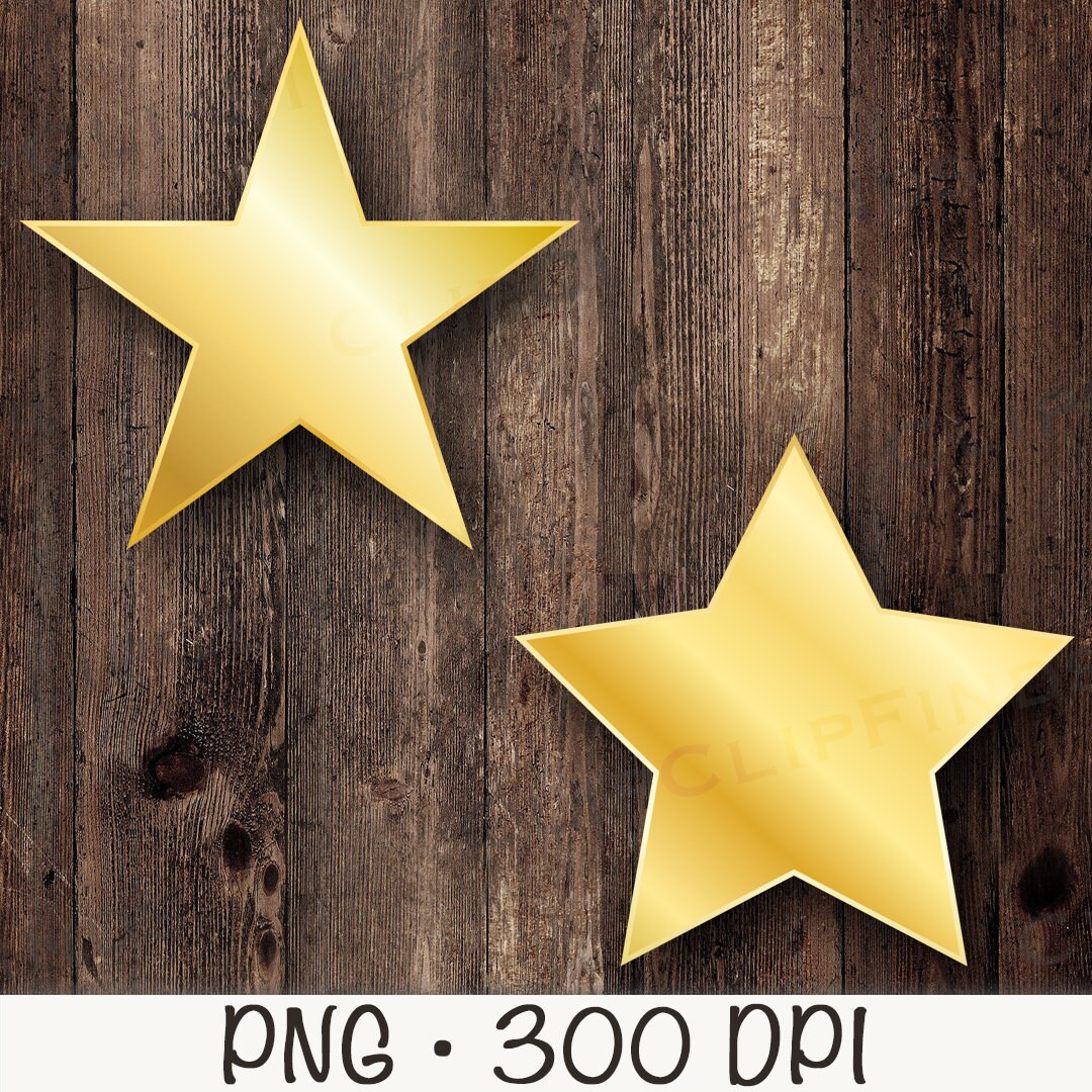 Gold Star Clipart, Gold Star PNG, Gold Star Overlay, Digital Download ...