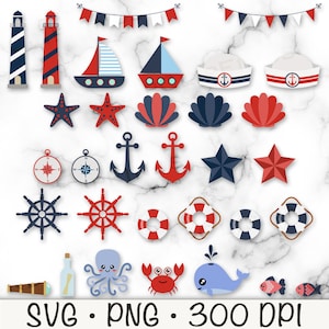 Nautical Clipart Pack, Ocean Clipart SVG, Nautical PNG, Lighthouse ...