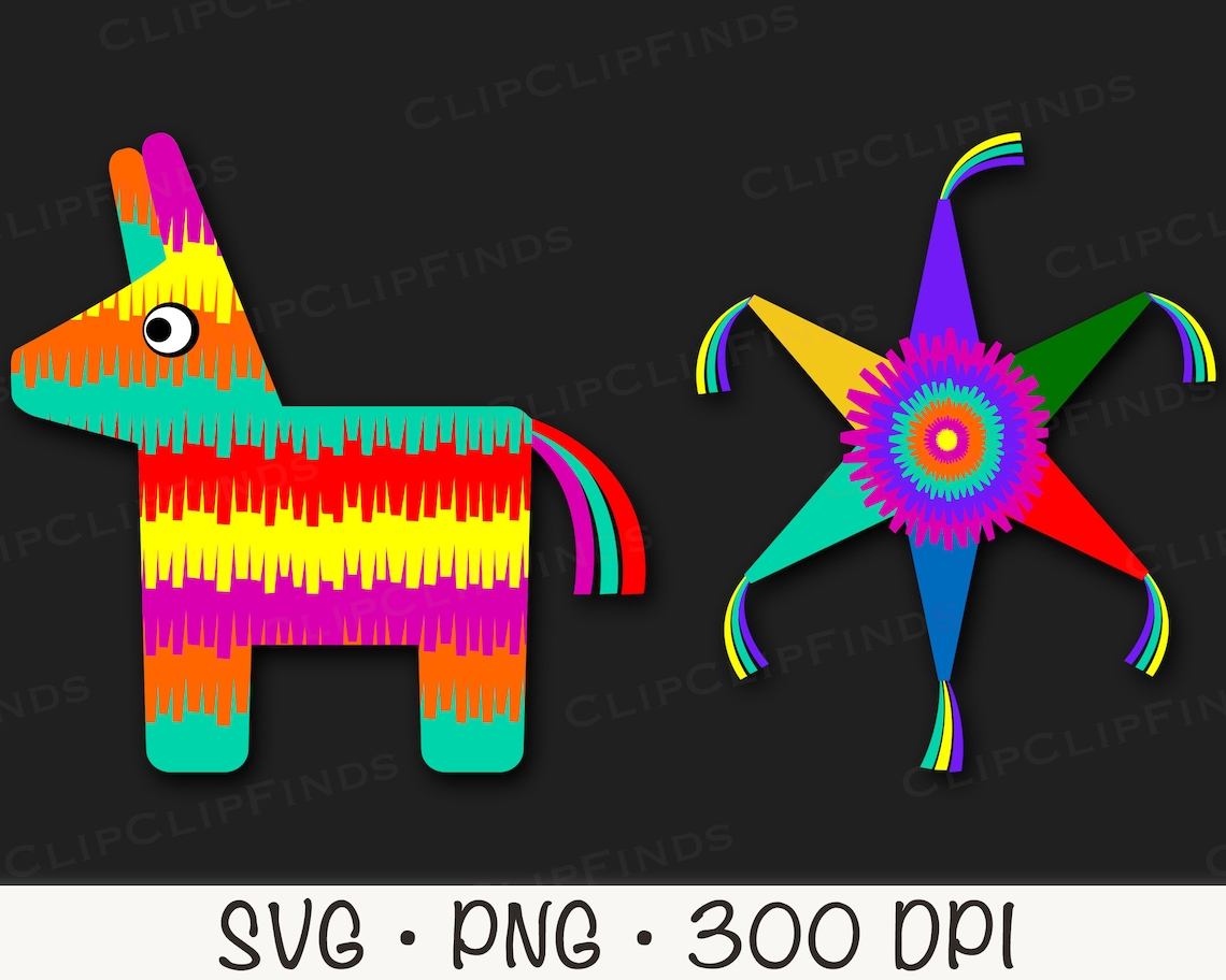 Mexican Fiesta Piñata Clipart: Hand-drawn SVG, PNG (digital Download ...