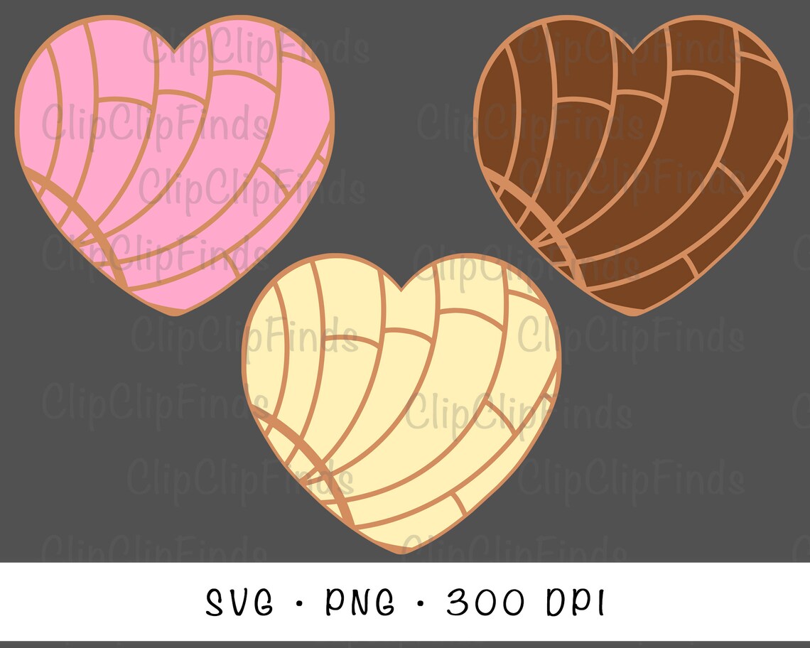 Heart Concha Bread Bundle SVG Vector Cut File and PNG | Etsy India