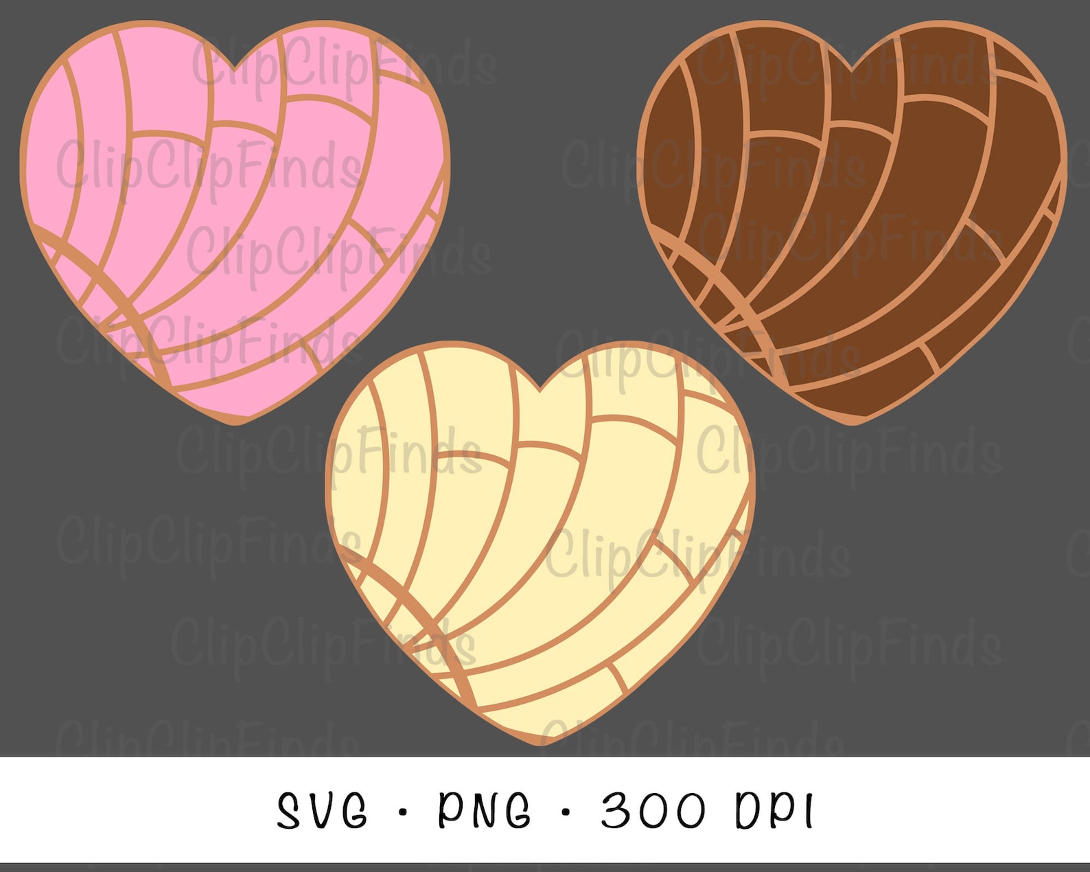 Heart Concha Bread Bundle SVG Vector Cut File and PNG | Etsy India