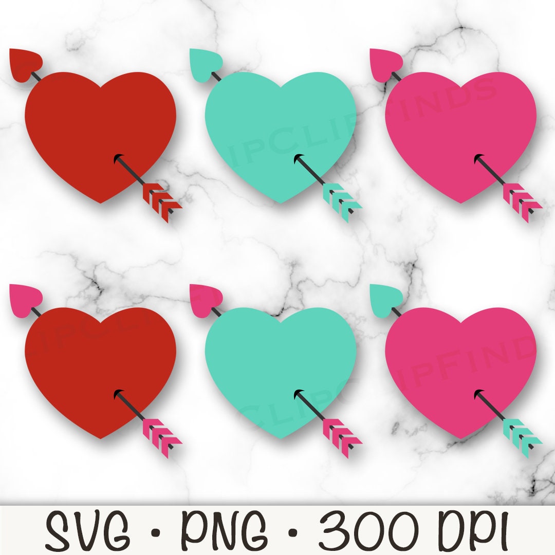 Heart and Arrow SVG, Cute Aesthetic Hearts PNG, Valentine's Day Hearts ...