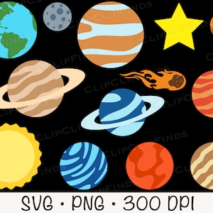 Planets SVG, Space PNG, Solar System Clipart, Instant Digital Download ...