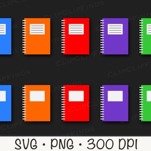 Notebook Clipart, Notebook SVG, Spiral Notebook PNG, Colorful Notebook ...