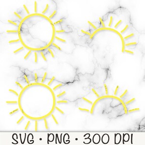 Sun Outline SVG, Sunshine PNG, Hand-drawn Sun, Sun Bundle Pack, Sunrise ...