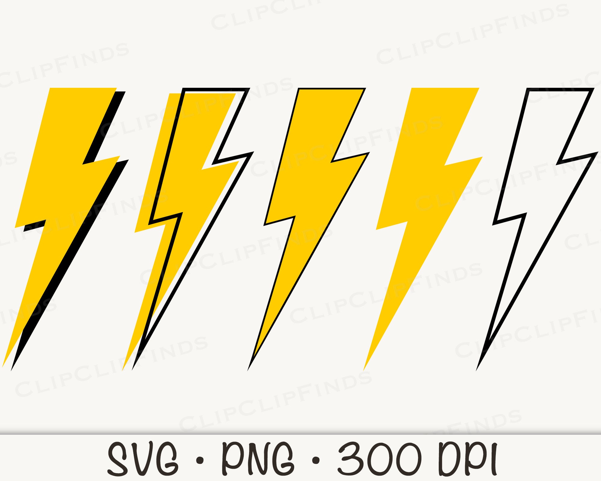 Lightning Bolt SVG: Thunder Outline Clipart (digital Download) - Etsy