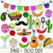 Cinco De Mayo Clipart: Colorful Mexican Fiesta Graphics (PNG, Digital ...