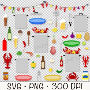 Seafood Boil Clipart, Seafood Boil SVG, Crawfish Boil PNG, Digital ...
