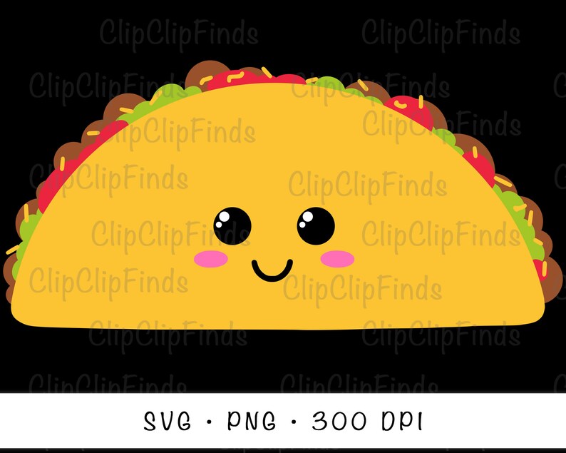 Cute Kawaii Taco SVG Vector Cut File and PNG Transparent | Etsy