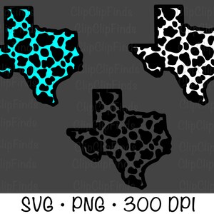 State of Texas Cow Print Bundle for Print Texas SVG PNG - Etsy