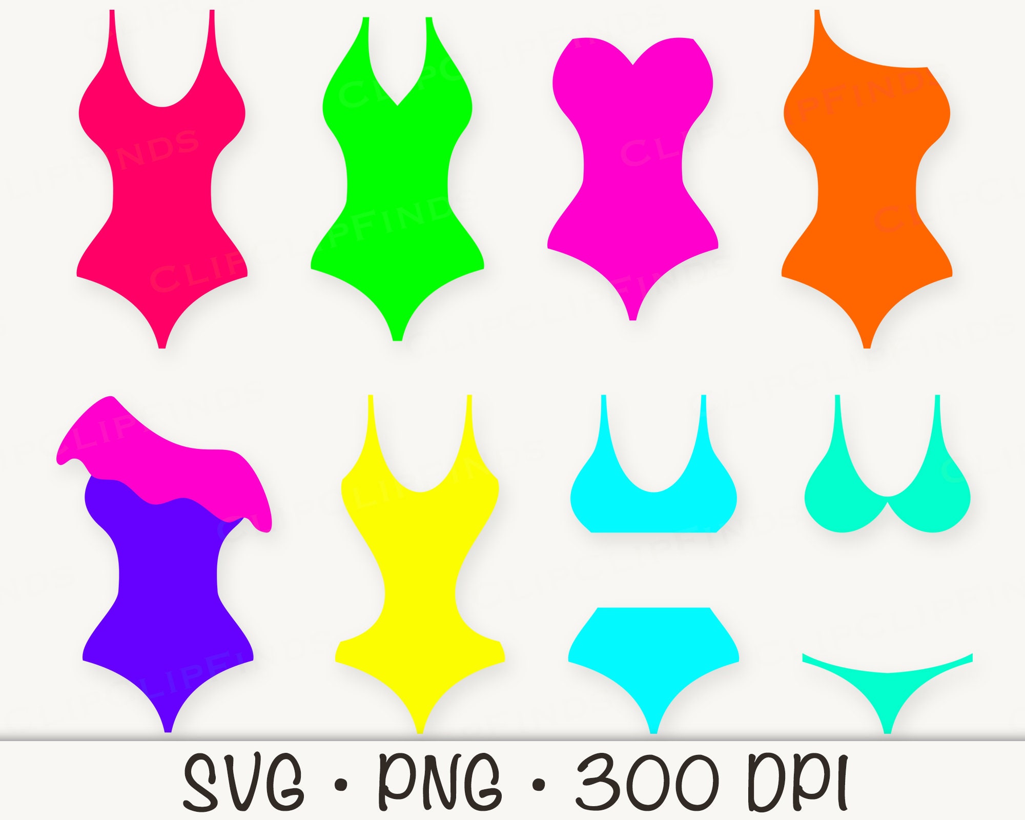 Colorful Bathing Suit Clipart: SVG, PNG (digital Download) - Etsy UK