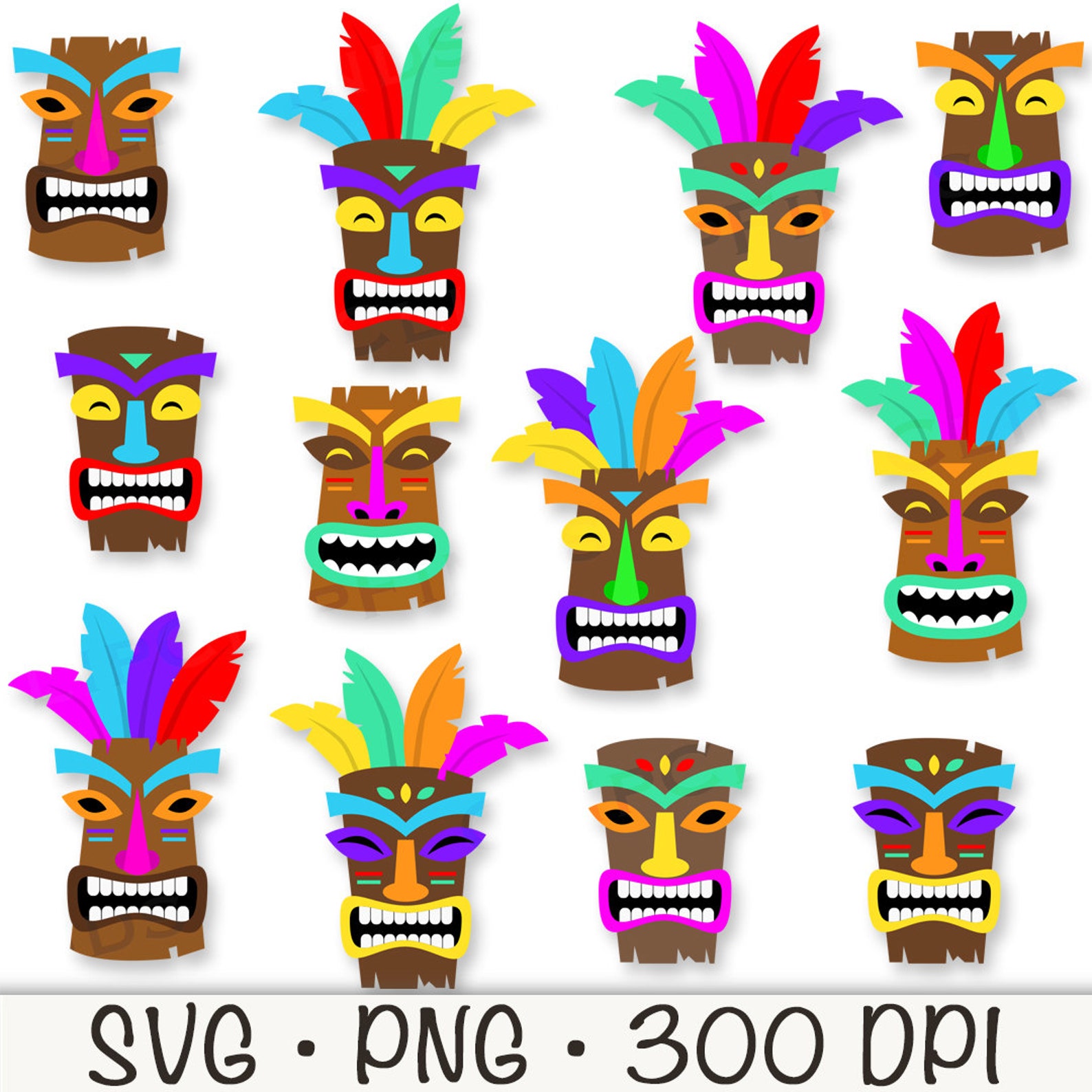 Tiki God Mask SVG, Tiki Mask Clipart, Tiki Statue, Hawaii, Luau, Tribal ...