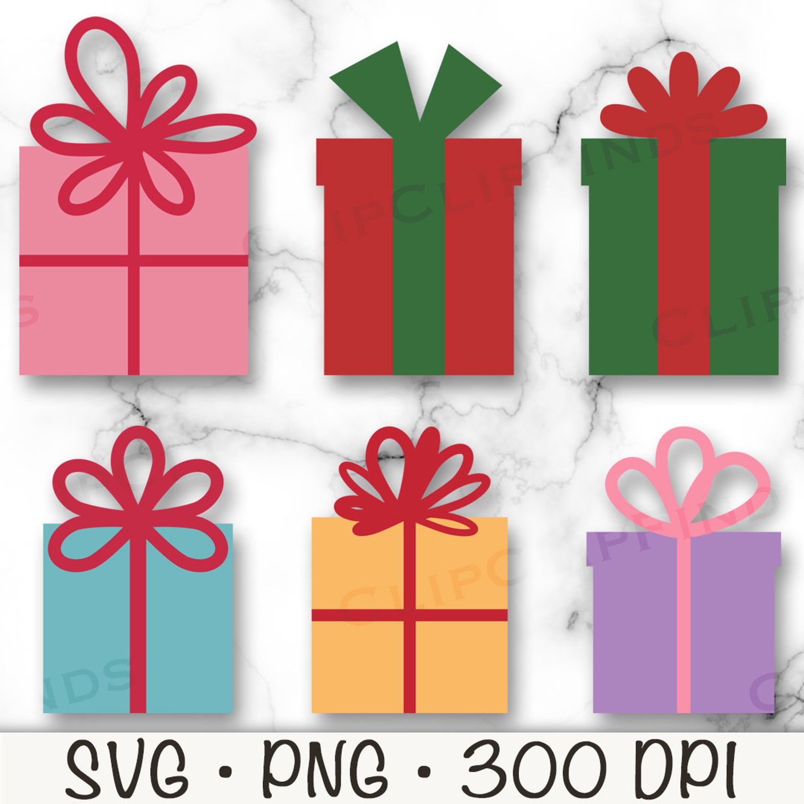 Colorful Christmas Gifts Clipart: Presents SVG, PNG (digital Download ...