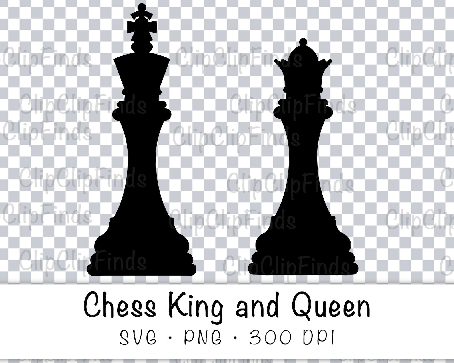 Chess King and Queen SVG Vector Cut File and PNG Transparent - Etsy