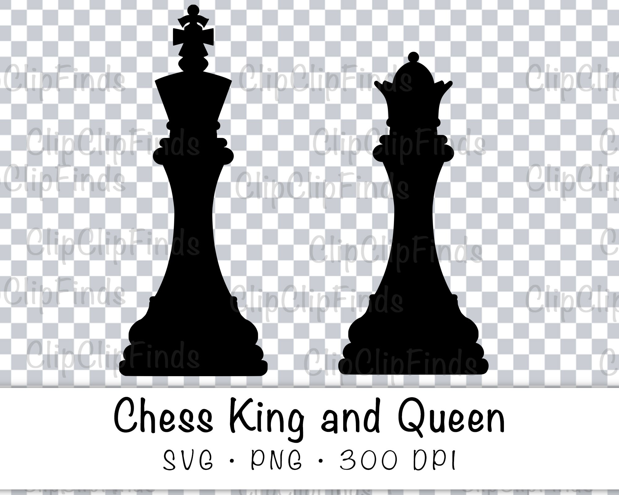 Chess King and Queen SVG Vector Cut File and PNG Transparent - Etsy Canada