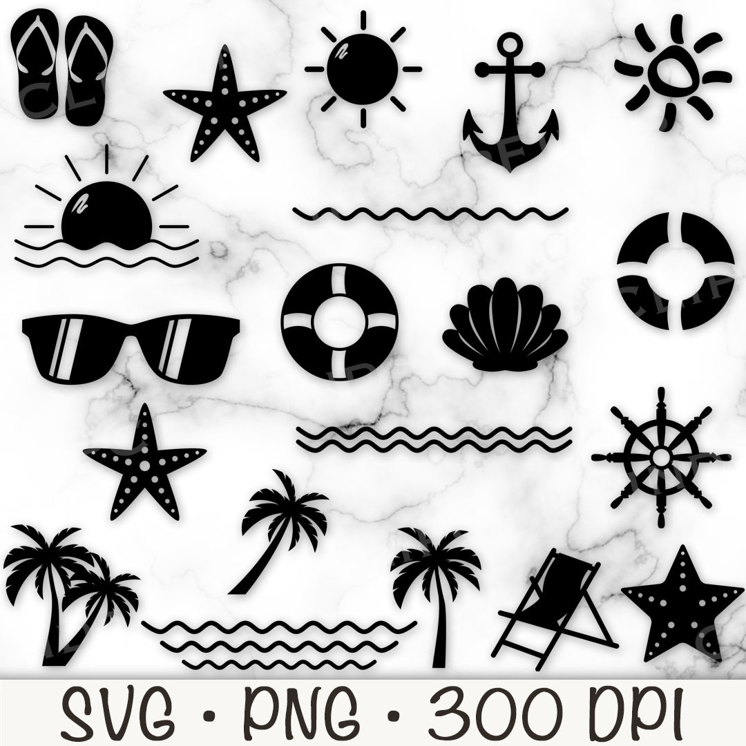 Beach SVG, Beach Silhouette Shapes PNG, Beach Life, Vacation, Tropical ...