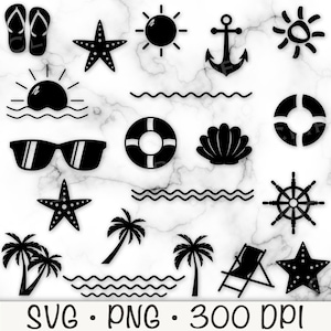 Beach SVG, Beach Silhouette Shapes PNG, Beach Life, Vacation, Tropical, Waves, Sunshine, Ship ...