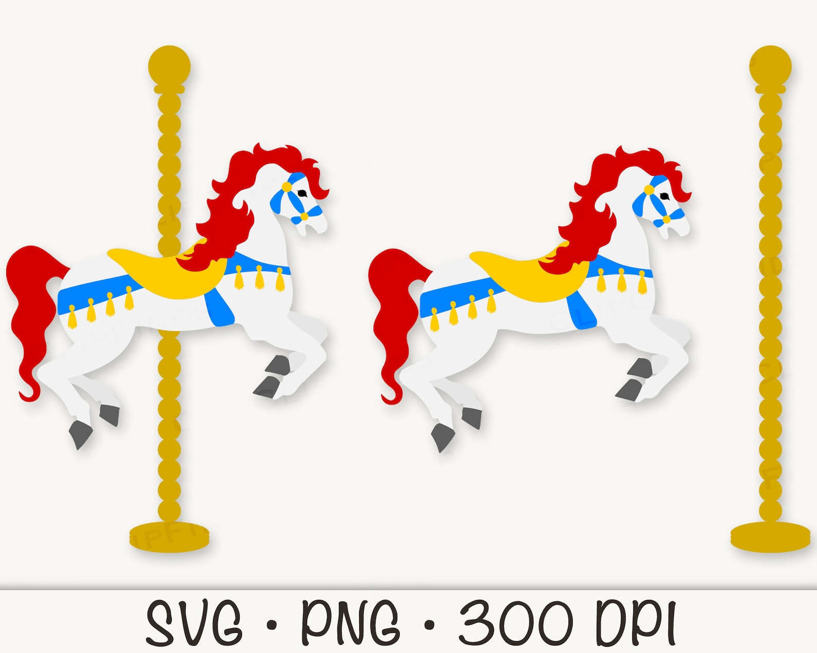 Carousel Horse, Merry Go Round, SVG PNG, Clip Art, Instant Digital ...