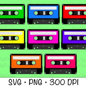 80's Retro Cassette Tapes Neon Colorfull SVG PNG Clip - Etsy